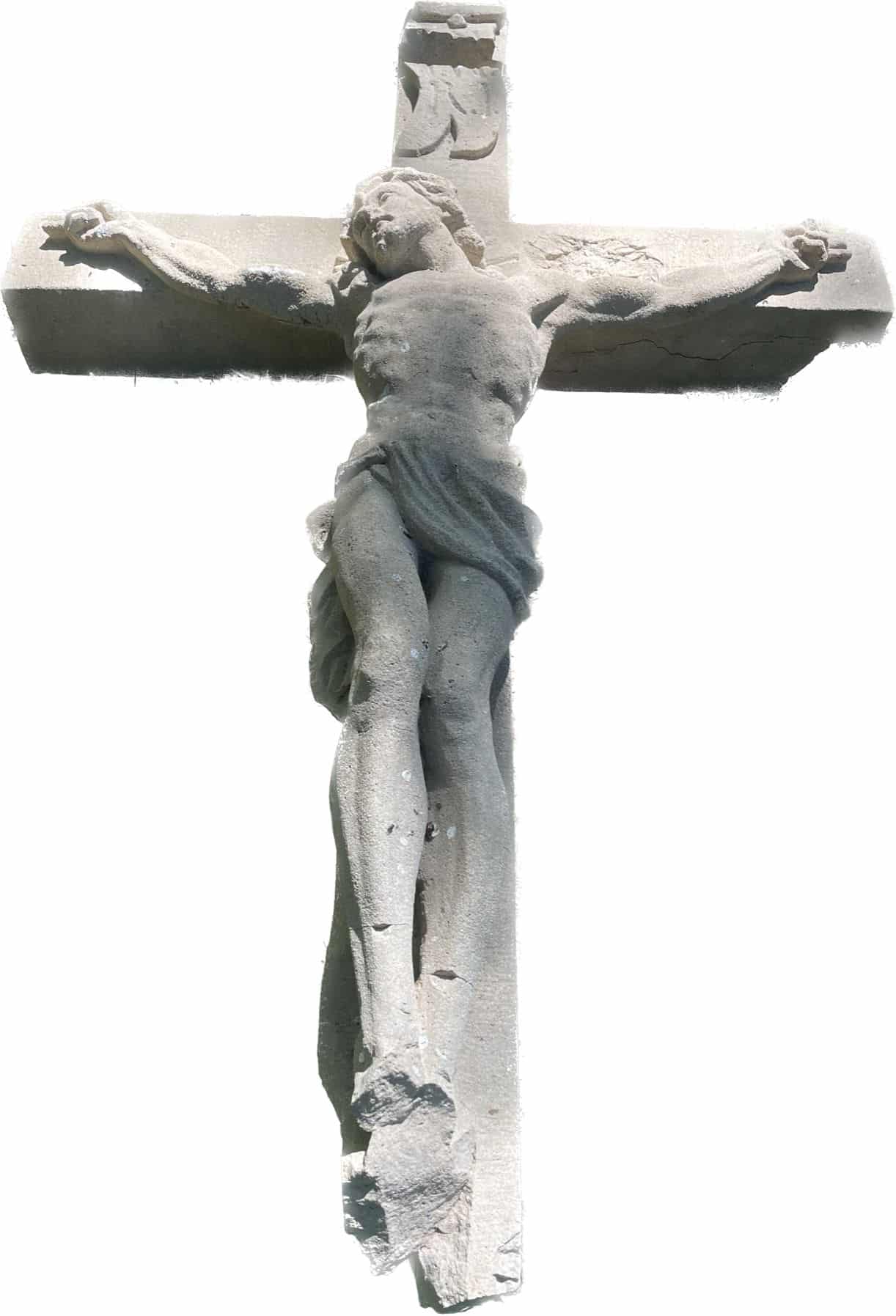 Grande Croix de Calvaire en pierre reconstituée- XXe - Le Jardin des moines
